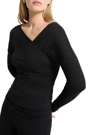 MARCELLA Jisoo Ruched Surplice Neck Jersey Top