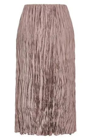 City Chic Imogen Pleated Crinkle Midi Skirt - Mink