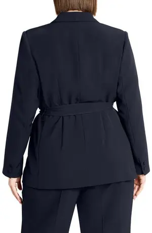 City Chic Soraya Belted Jacket - Navy