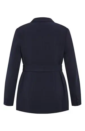 City Chic Soraya Belted Jacket - Navy