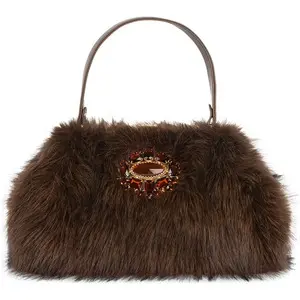 Jeffrey Campbell Gabor Faux Fur Satchel Handbag - Brown Combo