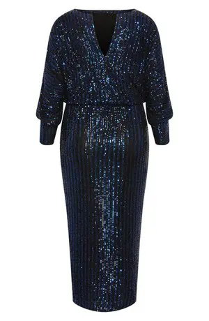 City Chic Galilea Sequin Long Sleeve Gown
