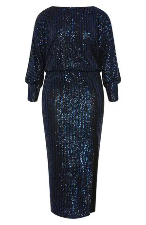 City Chic Galilea Sequin Long Sleeve Gown