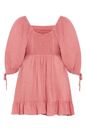 City Chic Arden Pleated Clip Dot Mini Dress - Pink
