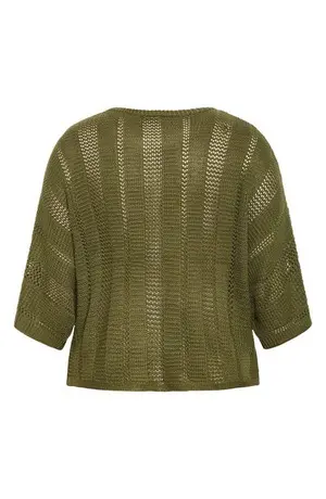 City Chic Sienna Open Stitch Sweater - Khaki