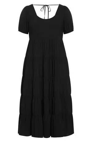 City Chic Mila Short Sleeve Maxi Dress - Black