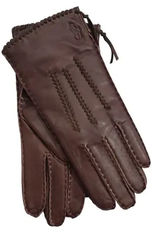 Ralph Lauren Hand-stitched Leather Gloves - Dark Brown
