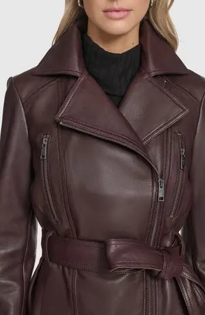 Andrew Marc Violet Leather Trench Jacket - Port