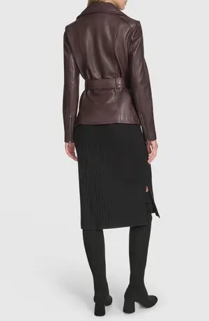 Andrew Marc Violet Leather Trench Jacket - Port