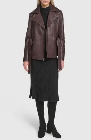 Andrew Marc Violet Leather Trench Jacket - Port