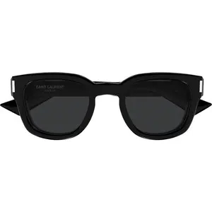 Saint Laurent 49mm Round Sunglasses - Black