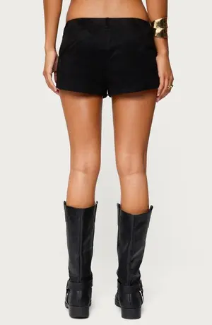 EDIKTED Belted Studded Faux Suede Microshorts