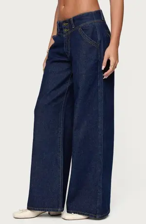 EDIKTED Meredith Low-rise Wide-leg Jeans - Blue