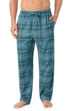 Tommy Bahama Cotton Flannel Drawstring Pajama Pants - Blue/green