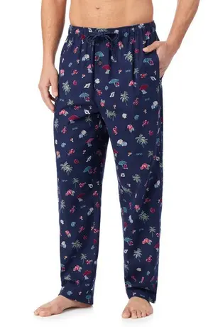 Tommy Bahama Cotton Flannel Drawstring Pajama Pants - Navy