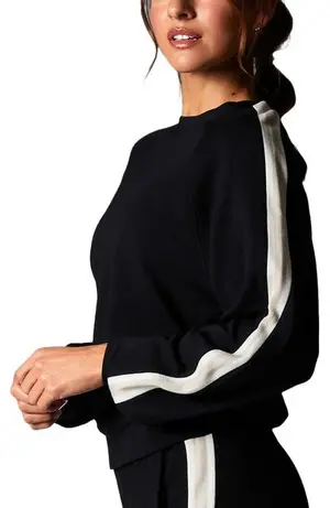 TAVI Ease Crew Stripe Sweatshirt - Ebony Coconut