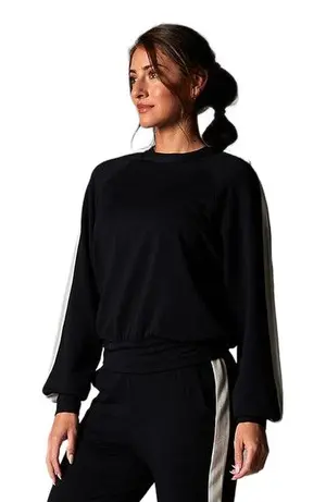 TAVI Ease Crew Stripe Sweatshirt - Ebony Coconut