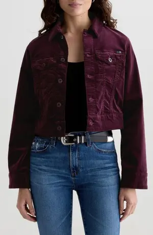 Ag Isa Crop Velvet Trucker Jacket