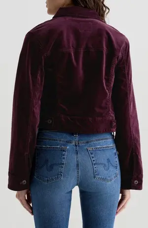 Ag Isa Crop Velvet Trucker Jacket