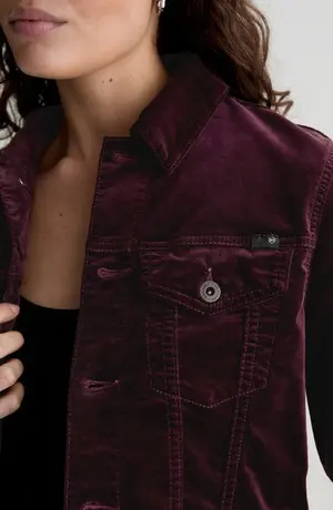 Ag Isa Crop Velvet Trucker Jacket