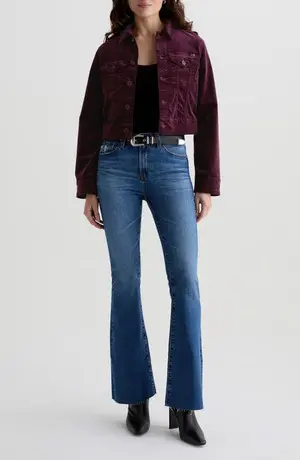 Ag Isa Crop Velvet Trucker Jacket