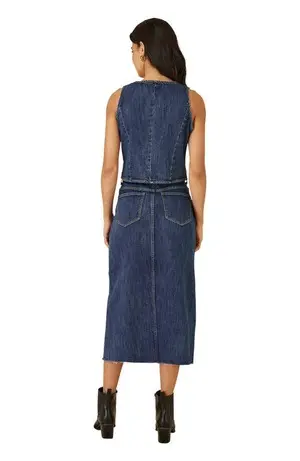 YUMI Button-up Stretch Denim Waistcoat