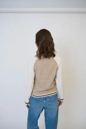 Central Park West Olivia Baseball Sweater - Oat