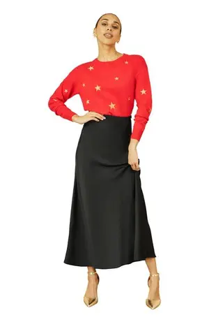 YUMI Satin Midi Skirt