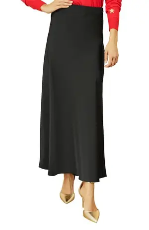 YUMI Satin Midi Skirt