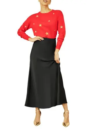 YUMI Satin Midi Skirt