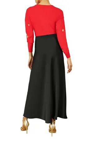 YUMI Satin Midi Skirt