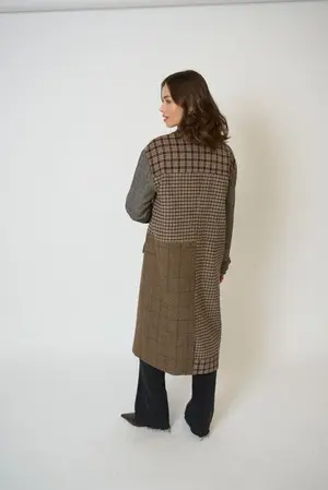 Central Park West Raven Patchwork Long Coat