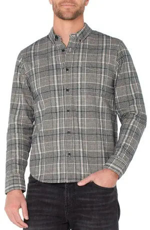 LIVERPOOL Plaid Flannel Button-down Shirt - Teal Multi