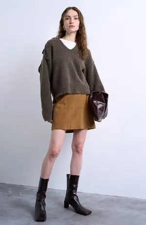 Topshop Paneled Suede Miniskirt