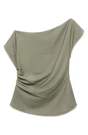Mango Asymmetric One-shoulder Top - Aqua Green