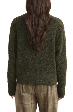 Mango Bouclé Knit Crewneck Sweater - Green