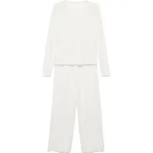 Mango Pointelle Cotton Pajamas - White