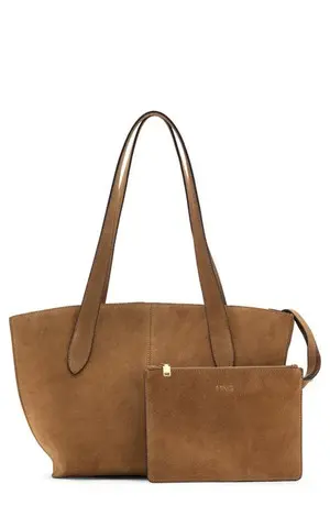 Mango Mini Suede Shopper Bag - Medium Brown