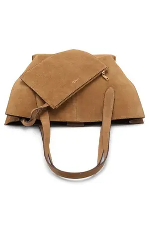 Mango Mini Suede Shopper Bag - Medium Brown