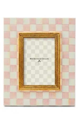 MACKENZIE-CHILDS Check Enameled Steel 4 X 6-inch Picture Frame - Rosy