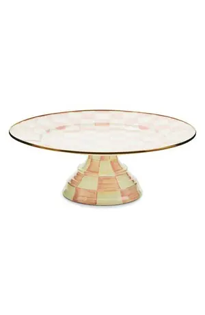 MACKENZIE-CHILDS Check Large Pedestal Platter - Rosy