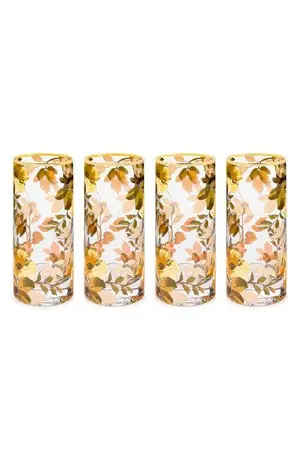 MACKENZIE-CHILDS Set Of 4 Wild Rose Highball Glasses - Pink