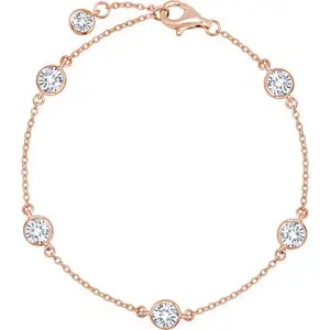 CRISLU Cubic Zirconia Bezel Station Bracelet - 18kt Rose Gold/clear Stone