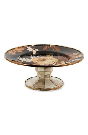 MACKENZIE-CHILDS Wild Rose Mini Pedestal Platter - Brown