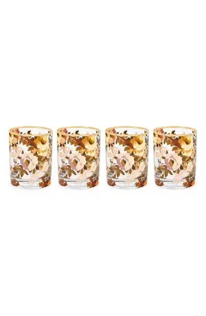 MACKENZIE-CHILDS Set Of 4 Wild Rose Tumblers - Pink