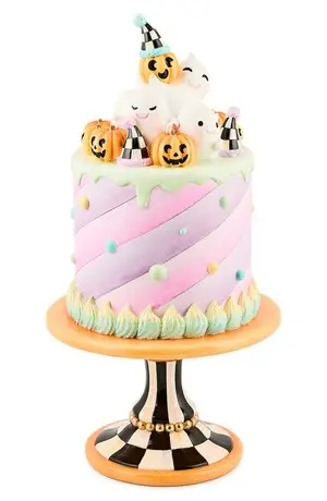 MACKENZIE-CHILDS Trick Or Treat Cake On Pedestal Figurine - Purple