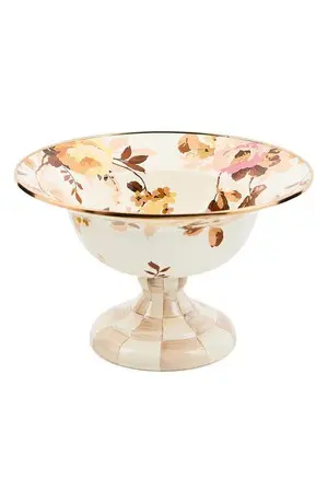 MACKENZIE-CHILDS Wild Rose Large Compote Bowl - White