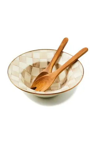 MACKENZIE-CHILDS Mocha Check Salad Serving Set