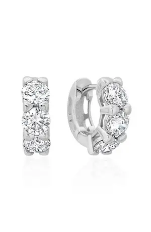 CRISLU Brilliant Cubic Zirconia Huggie Hoop Earrings - Pure Platinum/clear Stone