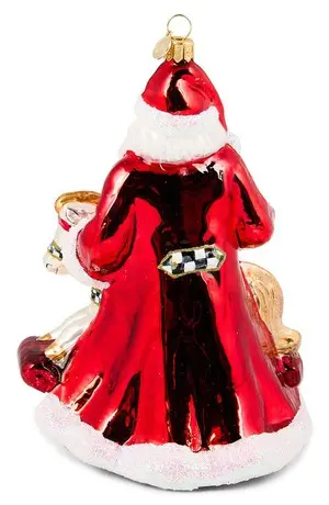MACKENZIE-CHILDS Santa With Rocking Horse Glass Ornament
